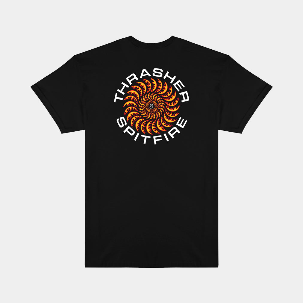 THRASHER X SPITFIRE - CLASSIC SWIRL TEE - BLACK - PLA Skateboarding